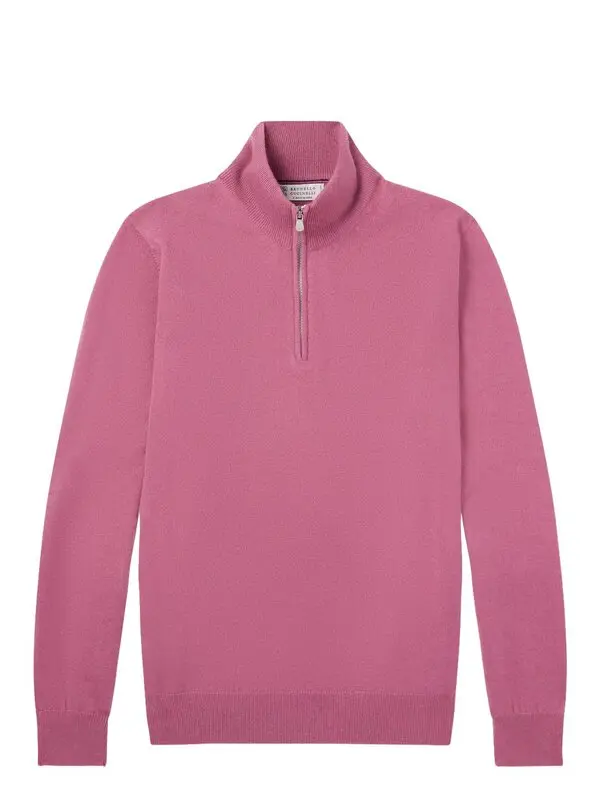 Brunello Cucinelli Cashmere Half-zip Sweater - Pink