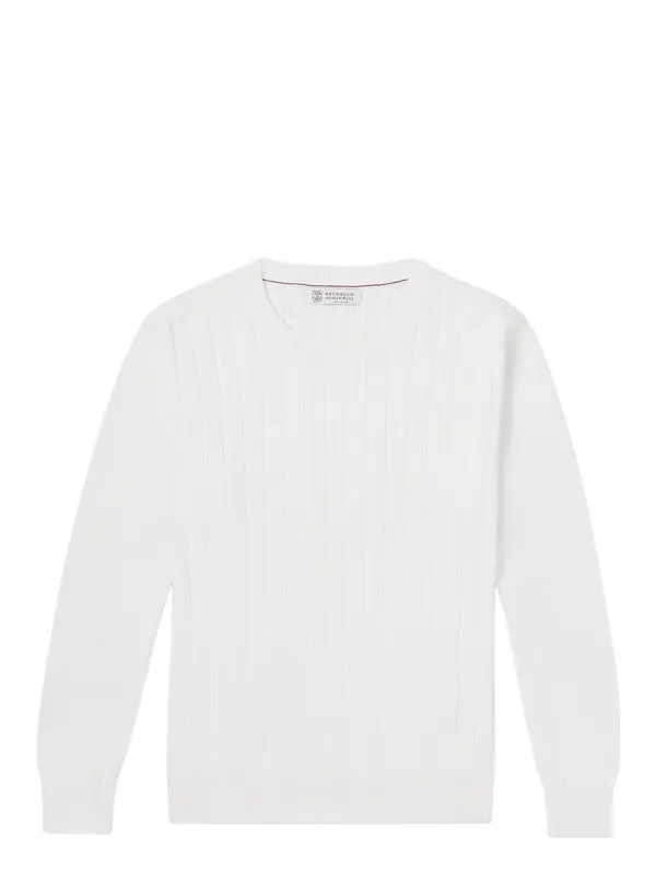 Brunello Cucinelli Ribbed Cotton Sweater - White