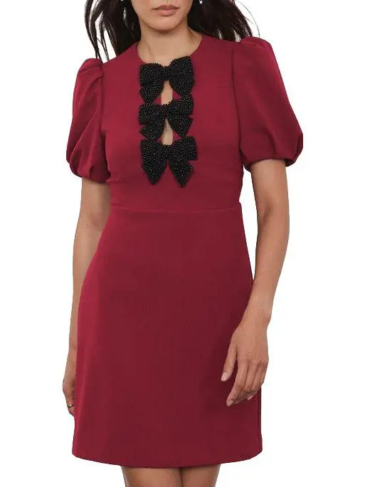 Mint Velvet Bow Detail Mini Dress - Red