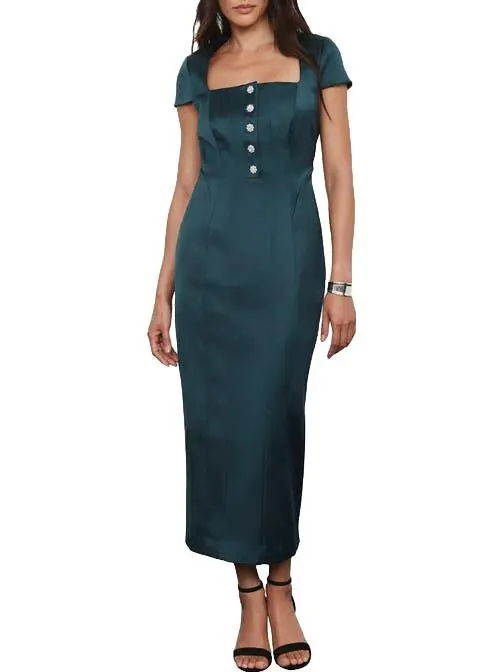 Mint Velvet Satin Midi Dress - Green
