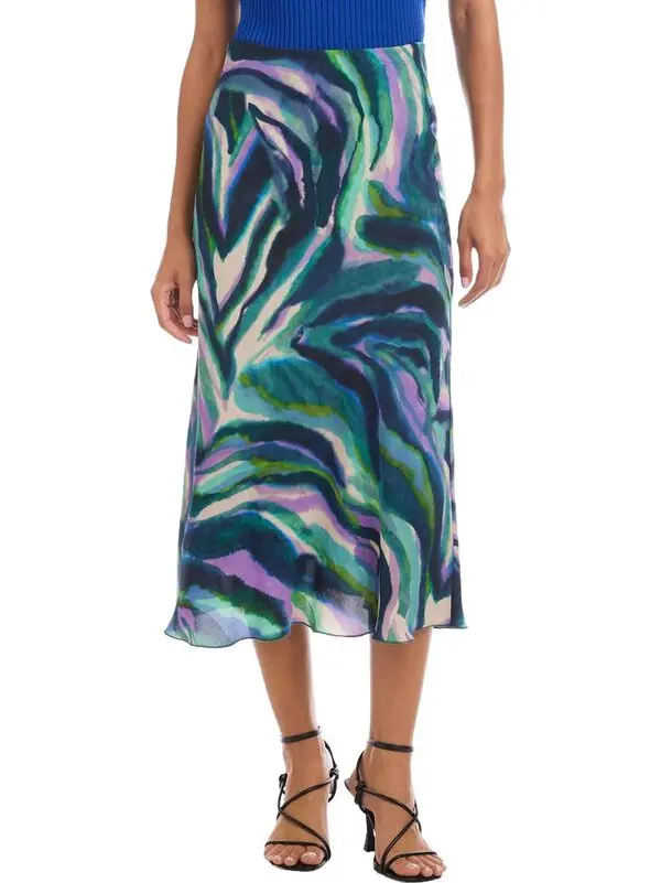 Karen Kane Printed Bias Cut Midi Skirt - Print