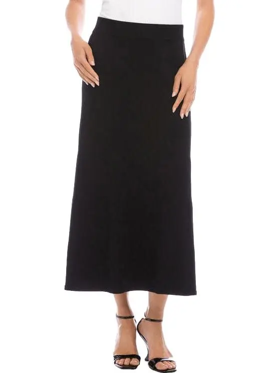 Karen Kane Sweater Knit A-line Midi Skirt - Black