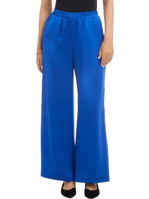 Karen Kane Wide Leg Satin Pants - Sapphire Blue