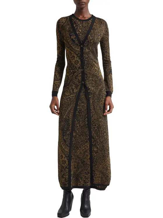 Etro Metallic Paisley Longline Cardigan - Brown Multicolor