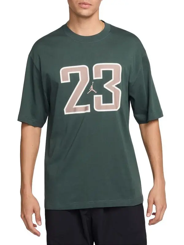 JORDAN 23 Cotton Graphic T-shirt - Midnight Green/fossil Stone