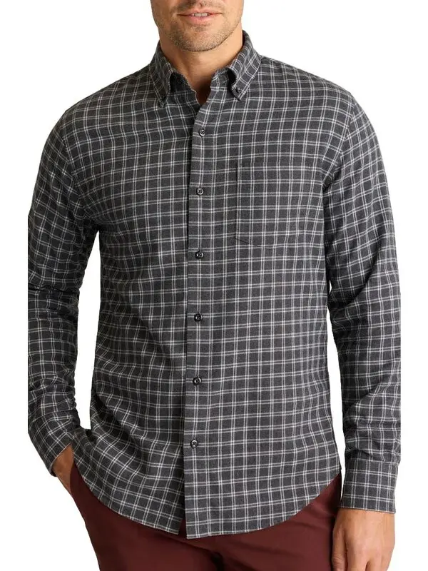 Bonobos Everyday Outline Check Lightweight Cotton Stretch Flannel Button-down Shirt - Newton Plaid C15