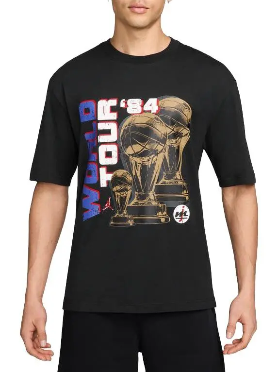 JORDAN World Tour Cotton Graphic T-shirt - Black