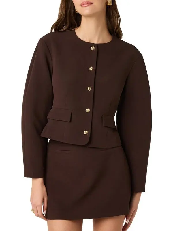 Astr The Label Curve Sleeve Jacket - Brown