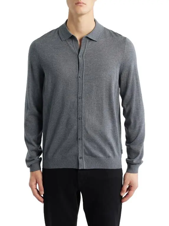 BOSS Helbert Wool Cardigan - Medium Grey