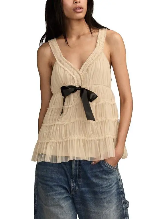 Lucky Brand Tiered Tulle Camisole - Cream