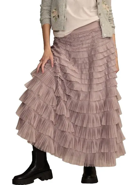Lucky Brand Tiered Ruffle Tulle Maxi Skirt - Sphinx