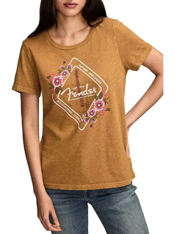 Lucky Brand Fender Floral Graphic T-shirt - Golden Brown