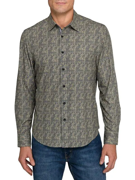 BROOKLYN BRIGADE Printed Woven Long Sleeve Shirt - Olive