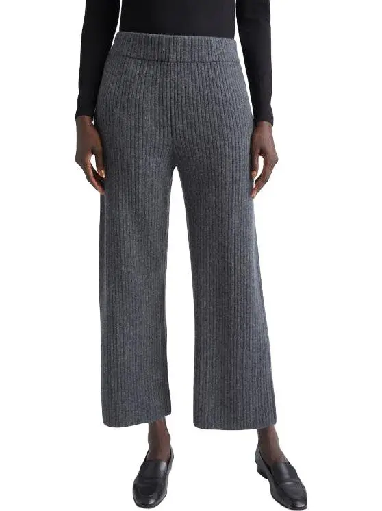 Lafayette 148 New York Ribbed Cashmere Blend Ankle Pants - Graphite Melange