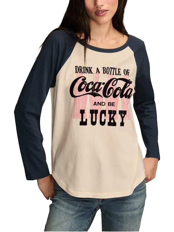 Lucky Brand Coca-cola® Colorblock Long Sleeve Cotton Graphic T-shirt - Blue Nights