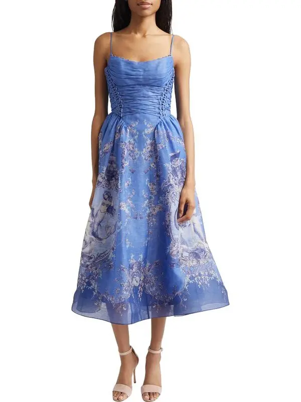 Zimmermann Mermaid Silk & Linen Picnic Dress - Blue Mermaid