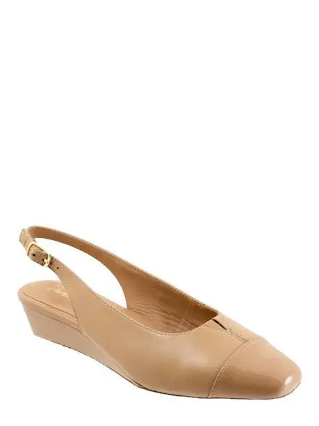 Trotters Dea Slingback Cap Toe Wedge Pumps - Beige