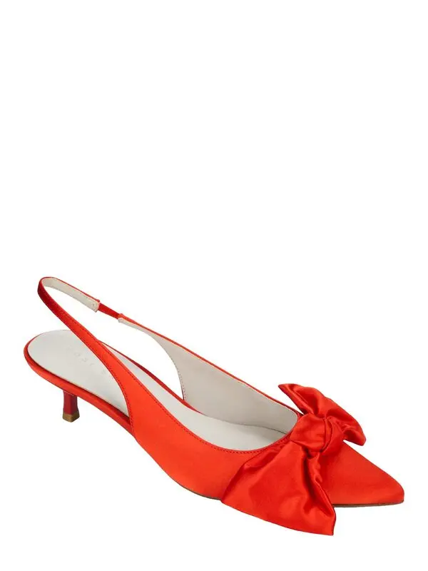 Yosi Samra Elise Slingback Kitten Heel Pumps - Red