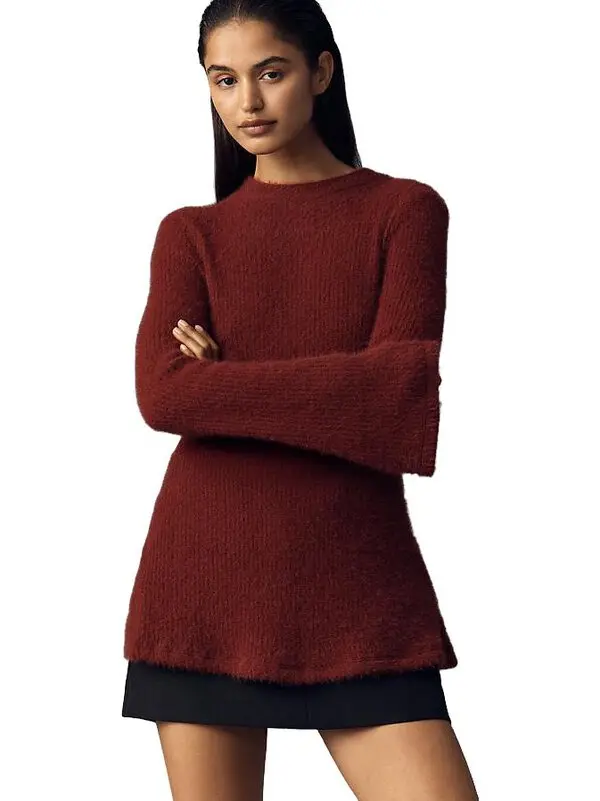 Maeve Tie-back Bell-sleeve Top - Burgundy