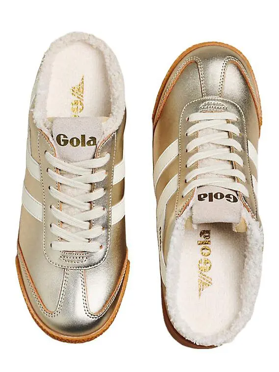 Gola Elan Cozy Shearling-lined Mule Sneakers - Gold/off White