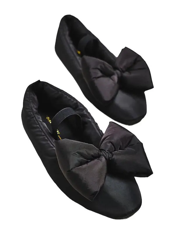 Intentionally Blank Puffy Bow Ballet Flats - Black
