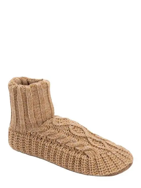 MUK LUKS Cable Bootie Slippers - Tan