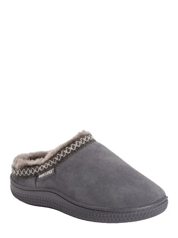 MUK LUKS Jordi Suede Clog Slipper - Dark Grey