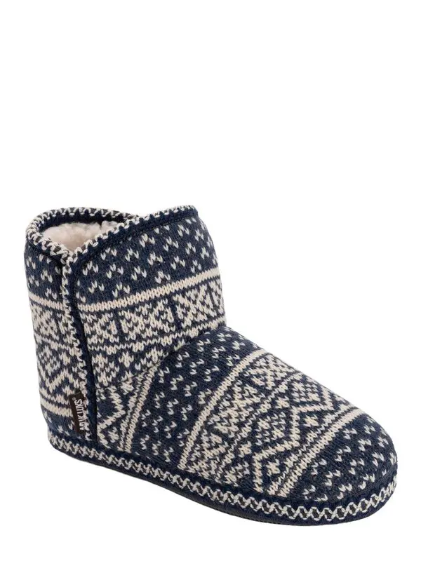 MUK LUKS Leigh Bootie Slipper - Dark Blue