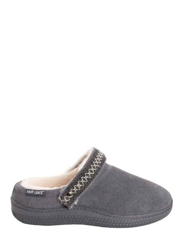 MUK LUKS Quianna Luna Genuine Suede Clog Slipper - Charcoal