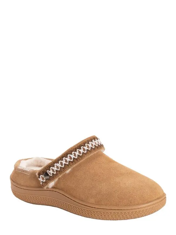 MUK LUKS Quianna Luna Genuine Suede Clog Slipper - Taupe