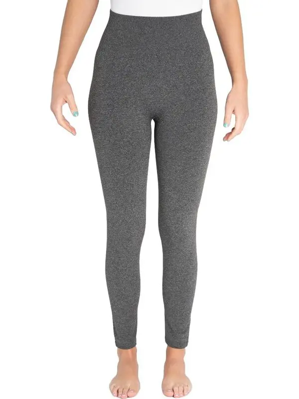 MUK LUKS Fleece Lined Leggings4" Waistband - Charcoal Heather