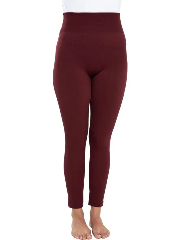 MUK LUKS Fleece Lined Leggings4" Waistband - Wine