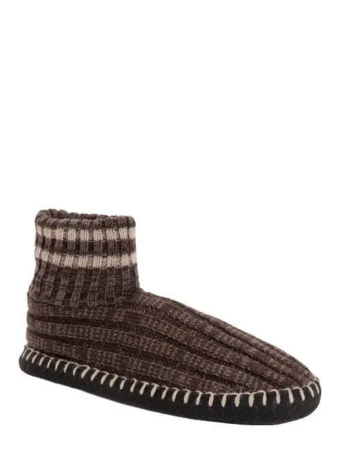 MUK LUKS Cuff Bootie Slipper - Brown Marl