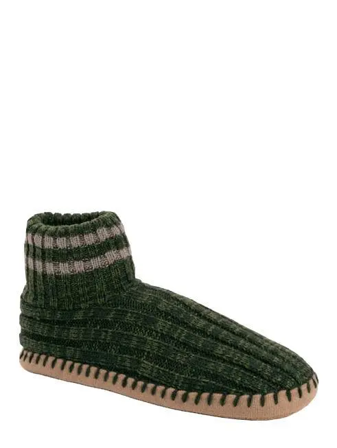 MUK LUKS Cuff Bootie Slipper - Dark Green Marl