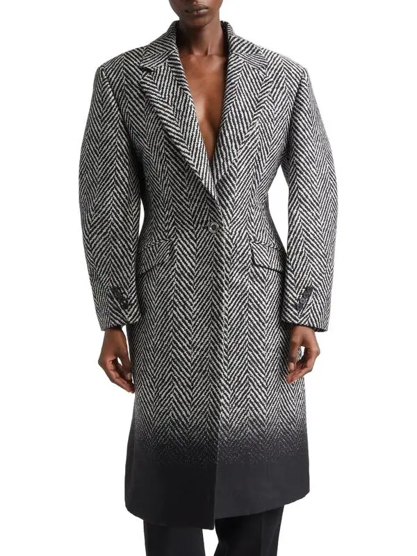 Givenchy Wool-blend Herringbone Coat - Black/white