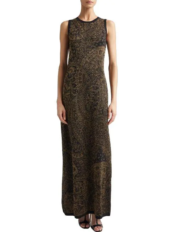Etro Metallic Paisley Knit Dress - Multicolor Black Base