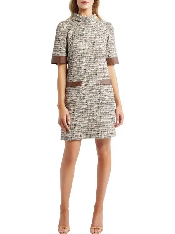 Julia Jordan Metallic Tweed Dress - Brown Multi