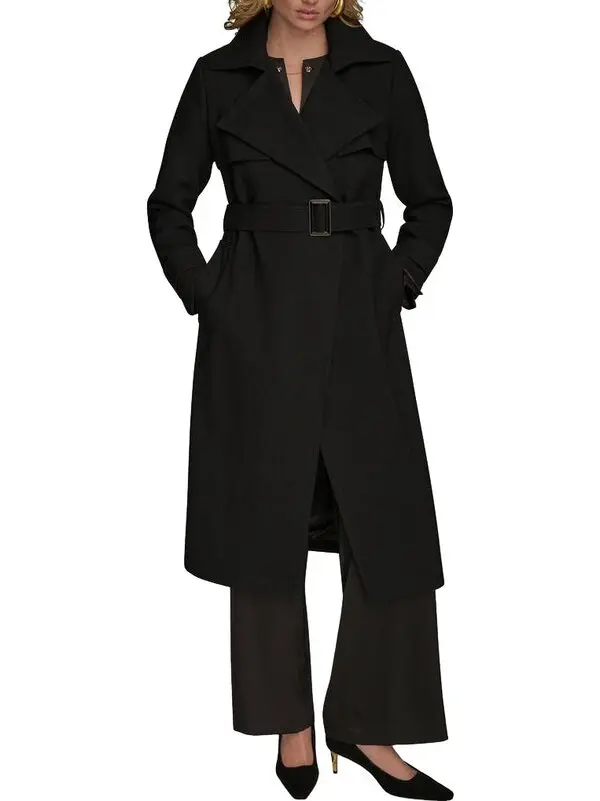 Donna Karan New York Belted Long Raincoat - Black