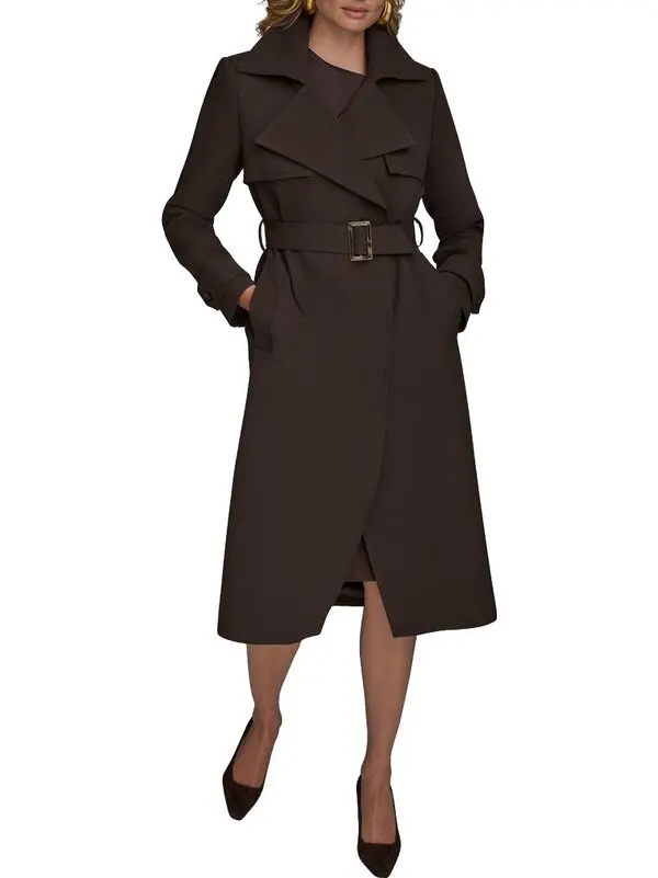 Donna Karan New York Belted Long Raincoat - Chocolate