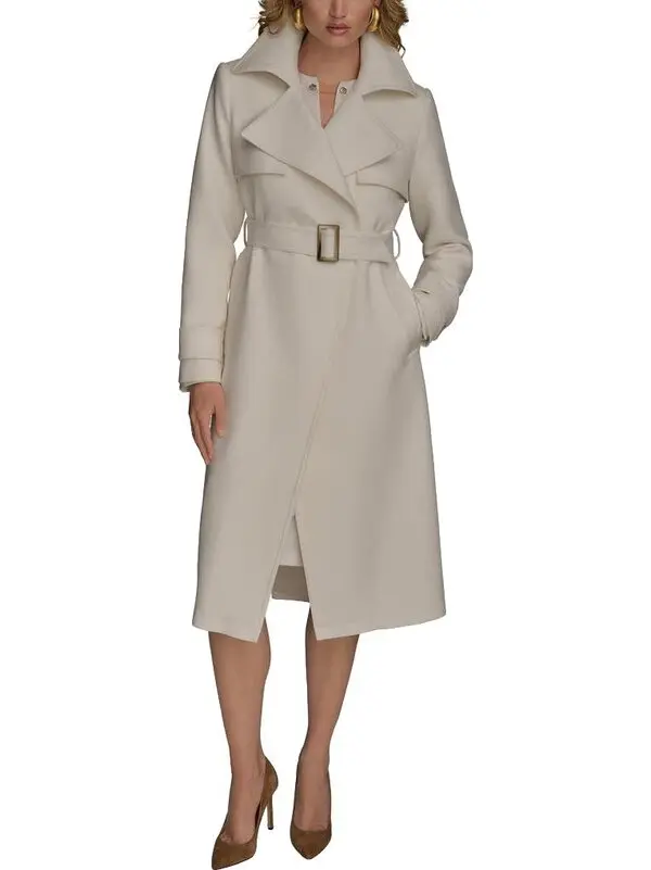 Donna Karan New York Belted Long Raincoat - Cream