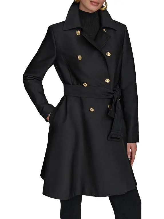 Donna Karan New York Water-resistant Skirted Cotton-blend Trench Coat - Black