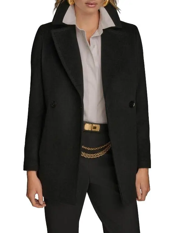 Donna Karan New York Double Breasted Blazer Coat - Black