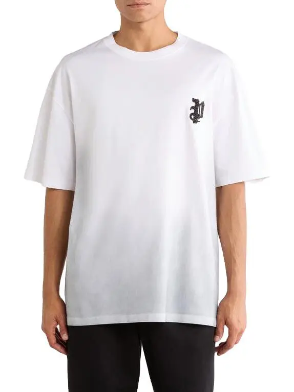 PURPLE BRAND Oversized Graphic Mercerized Cotton T-shirt - White