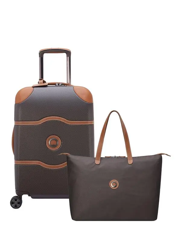 DELSEY PARIS 2-piece Spinner Carry-on And Tote Bag Set - Brown