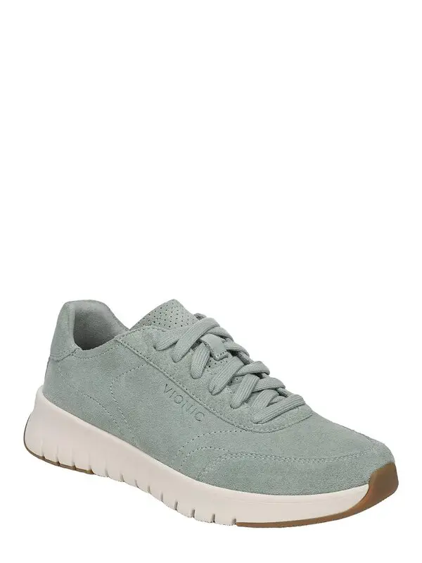 Vionic Uptown Metallic Suede Sneakers - Iceberg Green