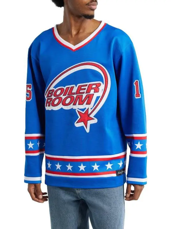 BOILER ROOM Oversized Hockey Jersey - Blue