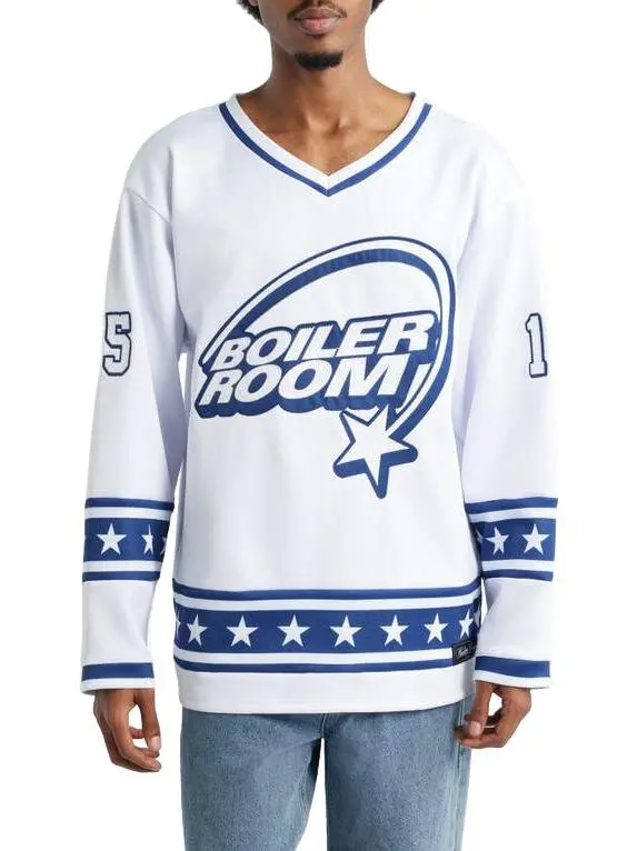 BOILER ROOM Oversized Hockey Jersey - White