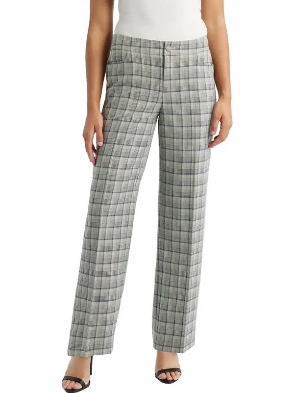 Anne Klein Check Patterned High-waisted Pants - Blue Carbon Multi