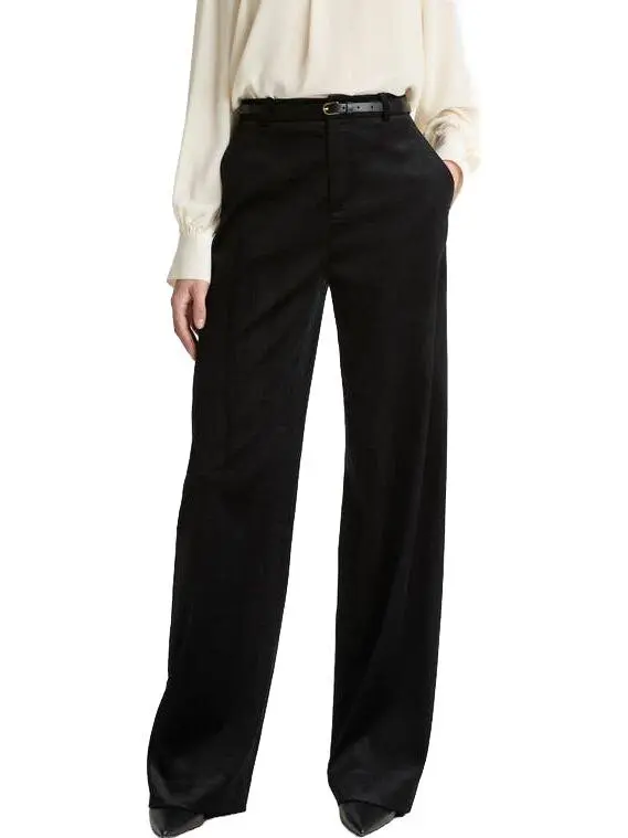 Vince High-waist Wide-leg Velvet Pants - Black