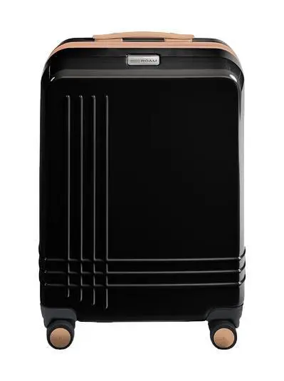 ROAM Large Carry-on Luggage - Black Gloss/tan Trim